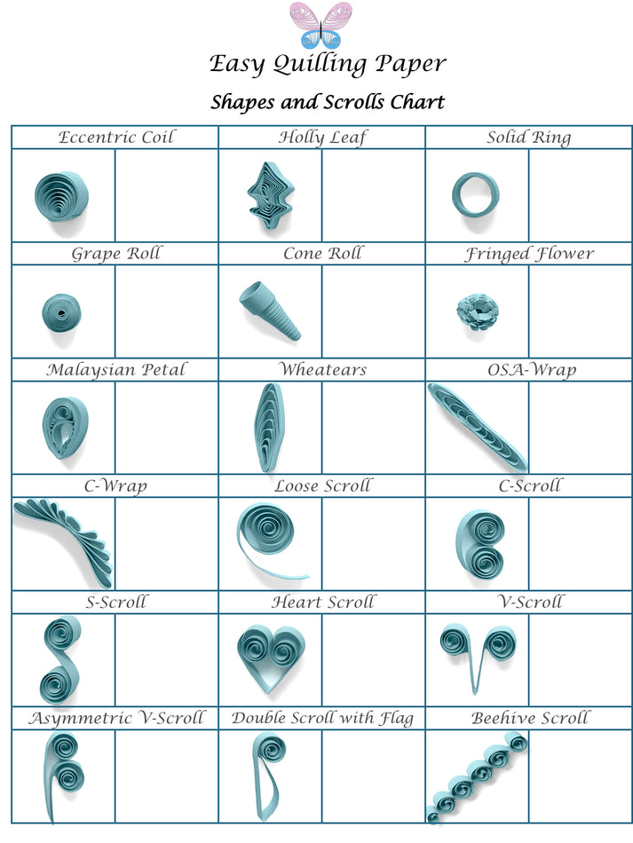 Free Quilling Shapes and Scrolls Chart – Easy Quilling Paper